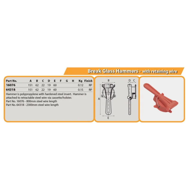 Break Glass Hammers - Stedall Commercial Vehicle Components